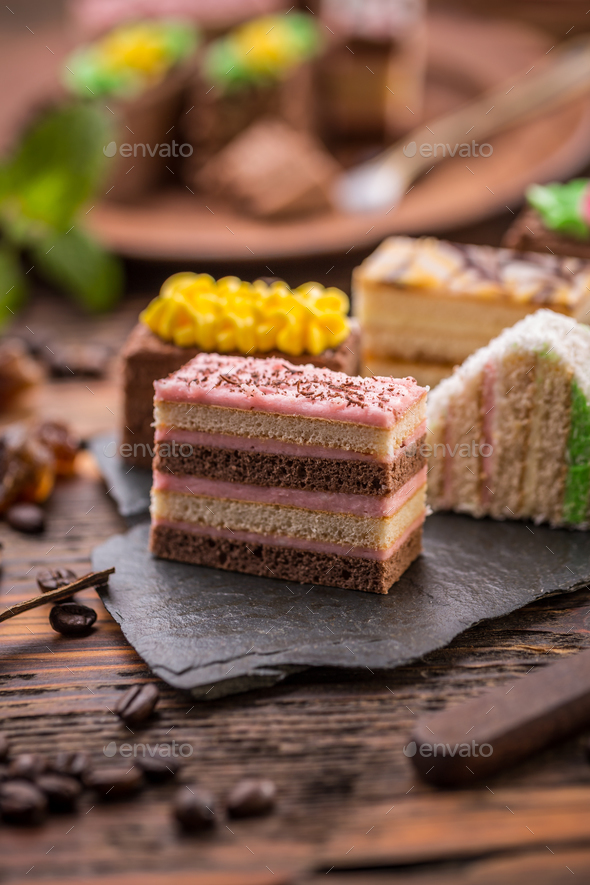 Colorful small square cake Stock Photo by grafvision | PhotoDune