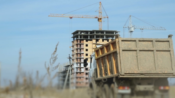 Truck Transports The Clay To The Construction Site, Stock Footage ...