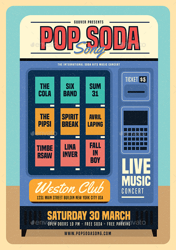 Retro Pop Soda Song Flyer, Print Templates | GraphicRiver