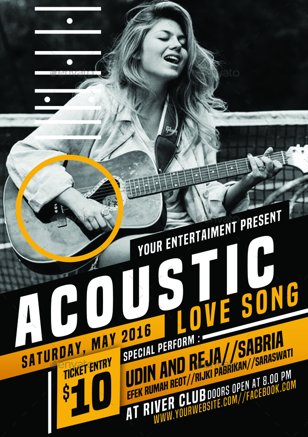 Acoustic Event Flyer Poster, Print Templates | GraphicRiver