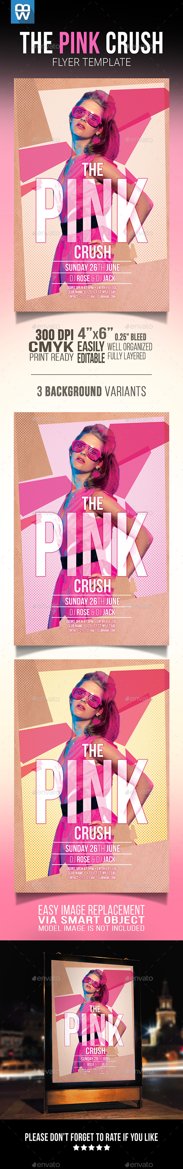 Pink Crush Flyer Template by IndWorks | GraphicRiver