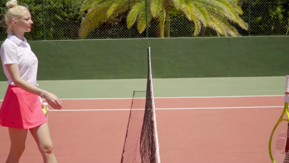 Two Female Tennis Opponents Shaking Hands, Stock Footage | VideoHive