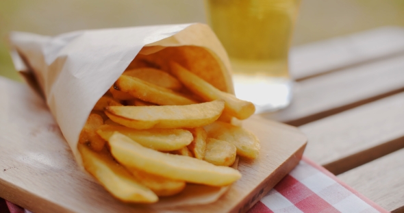 Packet Of Takeaway French Fries, Stock Footage | VideoHive