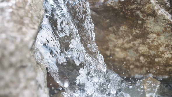 Pure Fresh Water Waterfall In Forest In The Mountains, Stock Footage