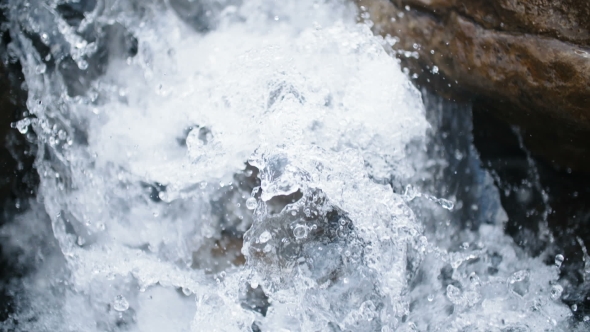 Pure Fresh Water Waterfall In Forest In The Mountains, Stock Footage