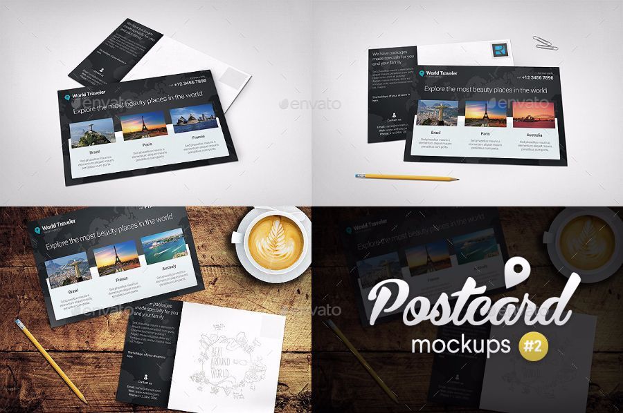 Postcard Mockups #2 by RafaelOliveira2 | GraphicRiver