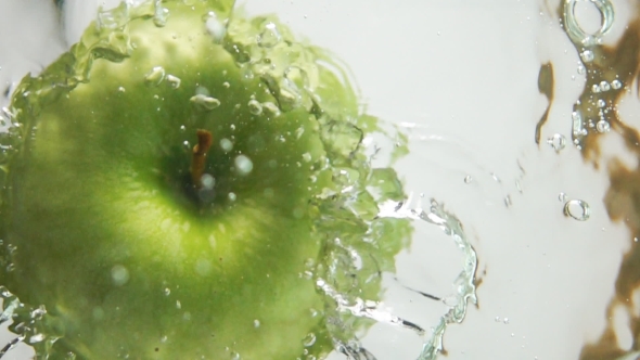 Green Apple Drop Down In Water, Stock Footage | VideoHive