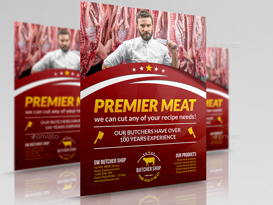 Butcher Shop Advertising Bundle, Print Templates | GraphicRiver