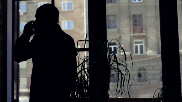 Business Call In Front Of Window, Stock Footage | VideoHive