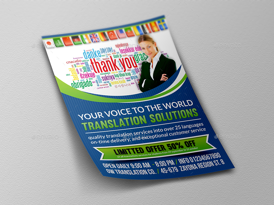 Translation Services Flyer Template by OWPictures | GraphicRiver