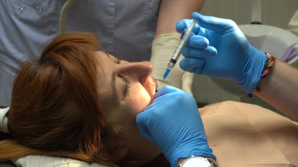 Dentistry Young Woman, Anesthesia Injection, Stock Footage | VideoHive