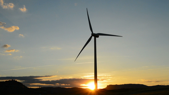 Wind Turbine Moving at Sunset, Stock Footage | VideoHive