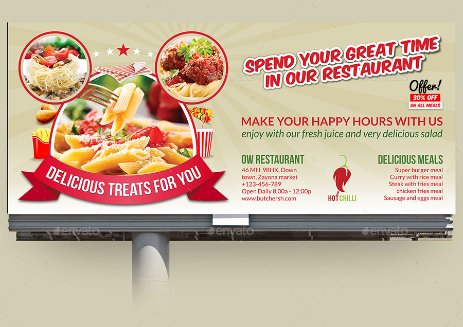 Restaurant Billboard Template Vol.5, Print Templates | GraphicRiver