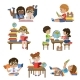 Kids in Library Set, Vectors | GraphicRiver