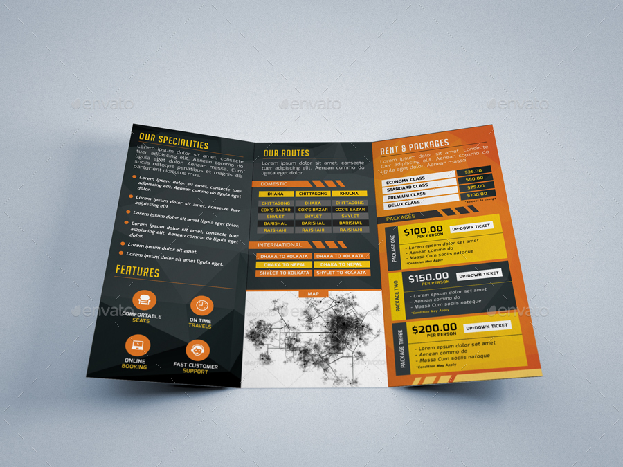 Trifold Brochure 40: Bus Transportation Agency, Print Templates ...