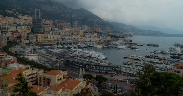 Monaco, Monte Carlo, With Clouds Billowing Over Limestone Cliffs ...
