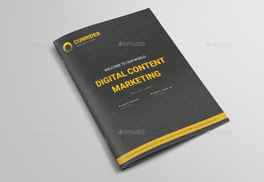 Dark Content Marketing Brochure, Print Templates | GraphicRiver