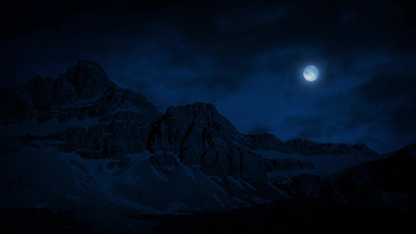 Mountains At Night In Moonlight, Motion Graphics | VideoHive