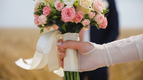 Colorful Wedding Bouquet At Bride's Hands, Stock Footage | VideoHive