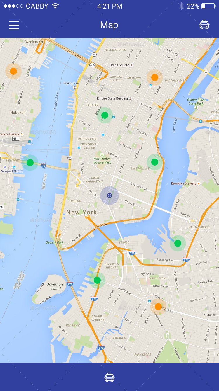 Cabby — Taxi Service Mobile App UI, Web Elements | GraphicRiver