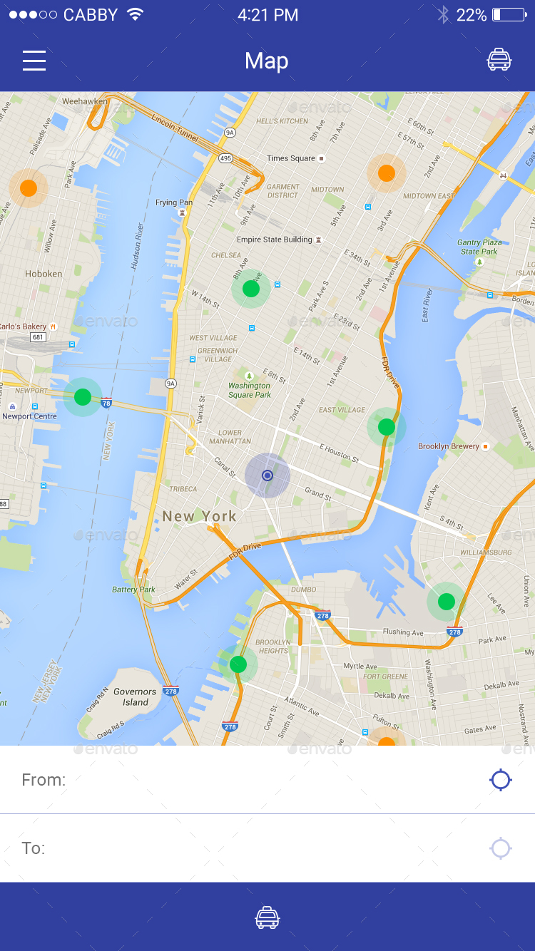 Cabby — Taxi Service Mobile App UI, Web Elements | GraphicRiver