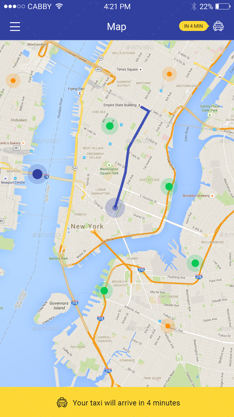 Cabby — Taxi Service Mobile App UI, Web Elements | GraphicRiver
