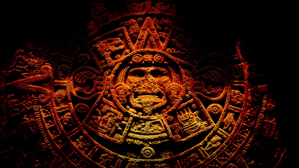 Ancient Aztec Carving In Flames Abstract, Motion Graphics | VideoHive