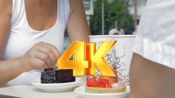 People Eating Desserts And Drinking Coffee In Cafe, Stock Footage ...