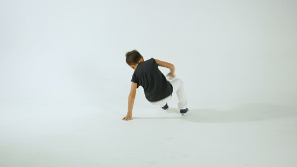 Little Stylish Boy Break Dancing And Having Fun, Isolated On ...
