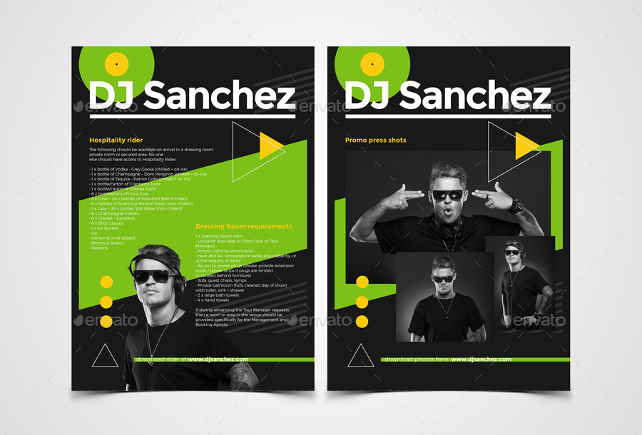 ProDJ - DJ Press Kit / Rider / Resume PSD Template, Print Templates