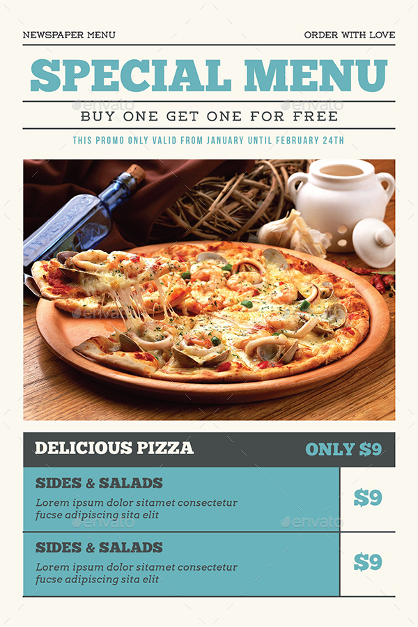 Newspaper Style Menu Package, Print Templates | GraphicRiver
