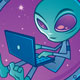 Alien with Laptop Computer, Vectors | GraphicRiver