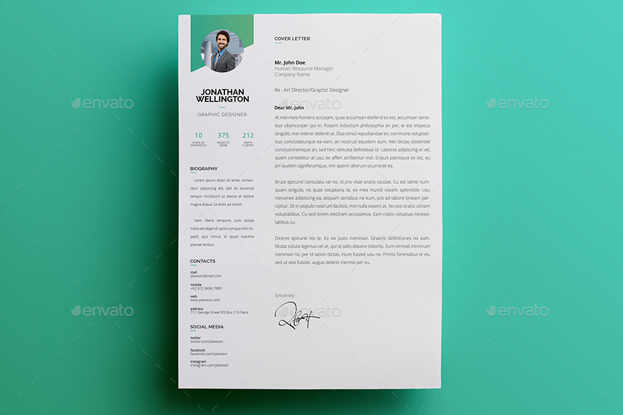 Teal CV / Resume, Print Templates | GraphicRiver