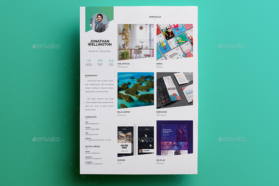 Teal CV / Resume, Print Templates | GraphicRiver