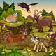 Cartoon Mountain Animals with Landscape, Vectors | GraphicRiver