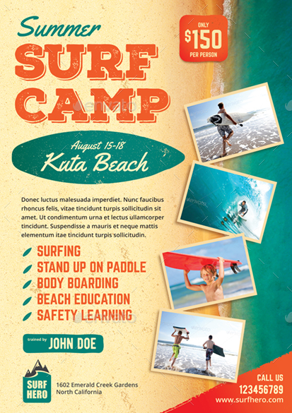 Summer Surf Camp, Print Templates | GraphicRiver