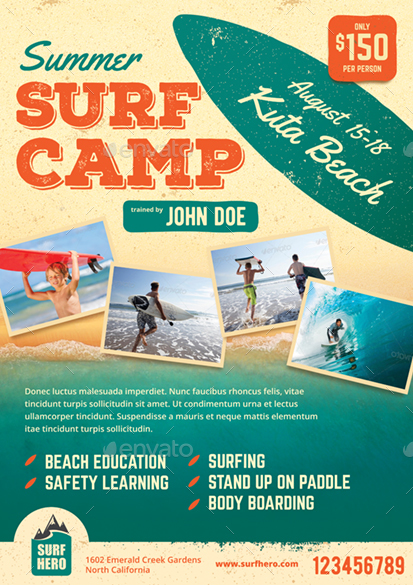 Summer Surf Camp, Print Templates | GraphicRiver