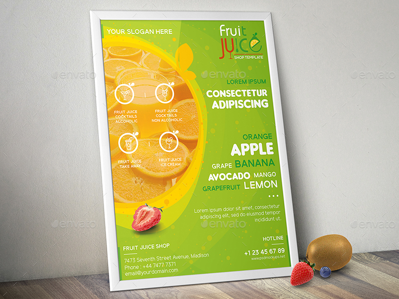 Fruit Juice Shop/ A3 Poster and Rollup Template, Print Templates ...