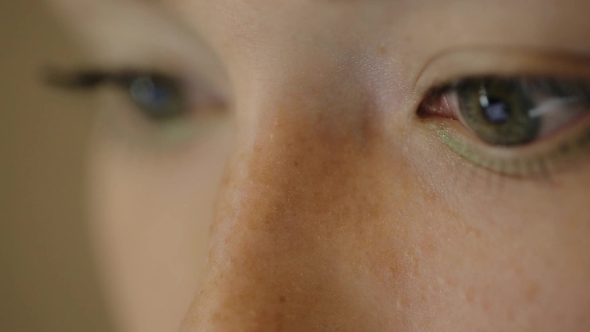 Winking Eyes Of Working Woman, Stock Footage | VideoHive