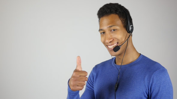 Smiling Call Center Agent, thumbs Up, Stock Footage | VideoHive