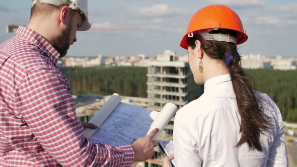Architect And Engineer Looking On Project, Stock Footage | VideoHive