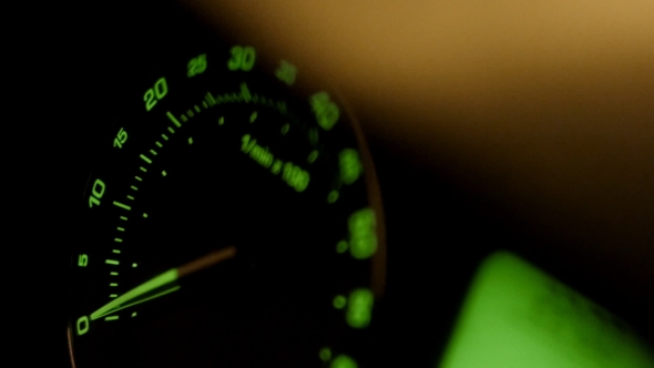 Movement Of Green Car Tachometer Arrow, Stock Footage | VideoHive