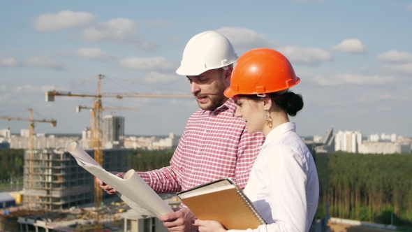 Architect And Engineer Discussing The Project, Stock Footage | VideoHive