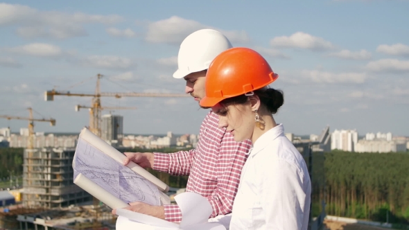 Architect And Engineer Discussing The Project, Stock Footage | VideoHive