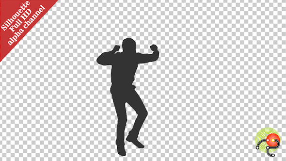 Silhouette of Young Man Dancing on a Transparent Background, Stock Footage