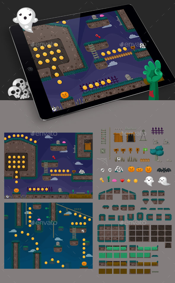 Zombie Game Platformer Tilesets, Game Assets | GraphicRiver