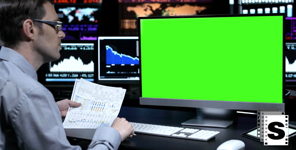 Green Screen Business Monitor, Stock Footage | VideoHive