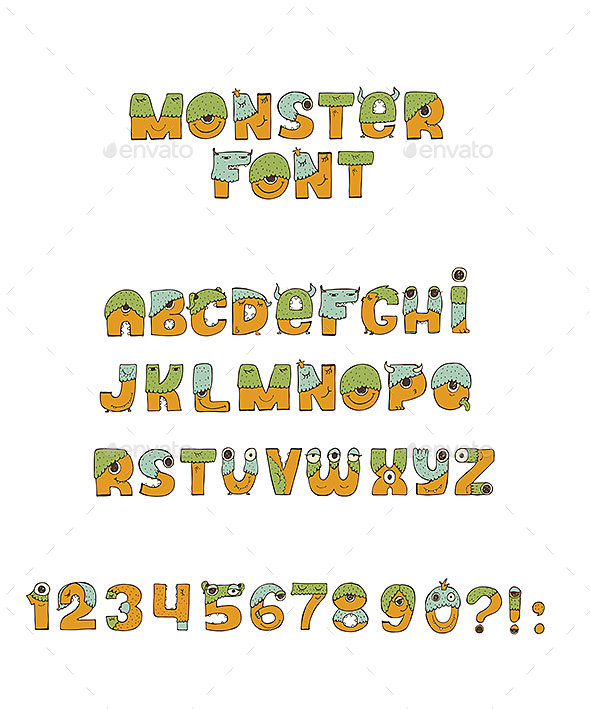 Monster Font, Vectors | GraphicRiver