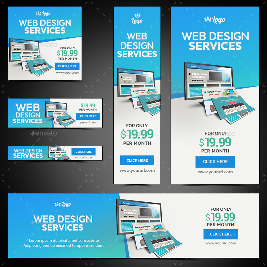 Web Design Banners Bundle - 10 Sets - 186 Banners by Hyov | GraphicRiver