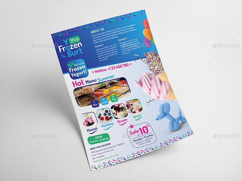 Frozen Yogurt Shop/ Flyer Template, Print Templates | GraphicRiver
